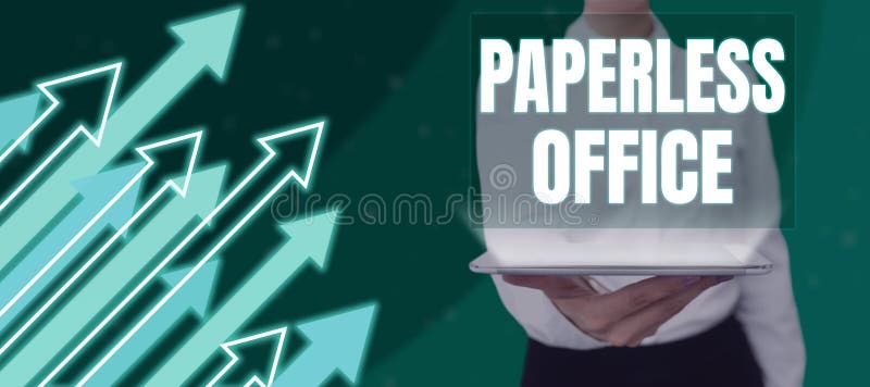 Handwriting Text Paperless Office. Concept Meaning Work Environment in ...