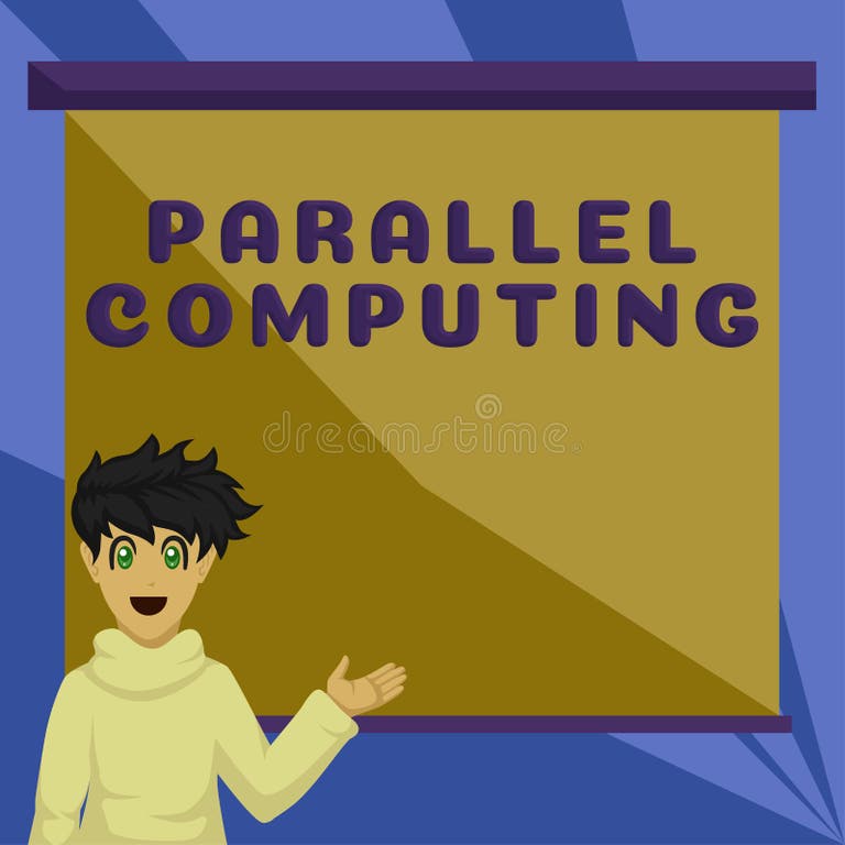 Sign Displaying Parallel Computing. Word Written on Simultaneous Calculation by Means of ...