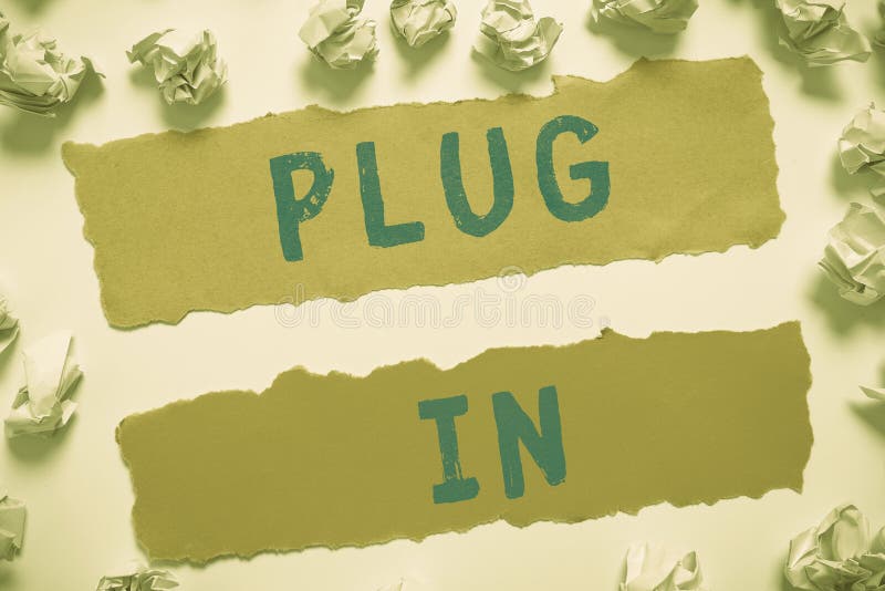 Handwriting Text Plug in. Concept Meaning Putting Device into ...