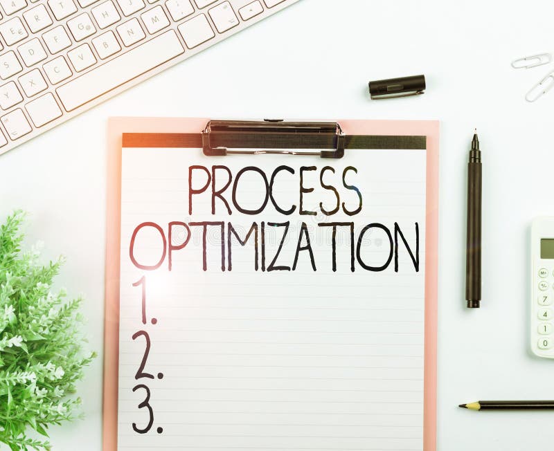 Text Showing Inspiration Process Optimization. Business Idea Improve Organizations Efficiency ...