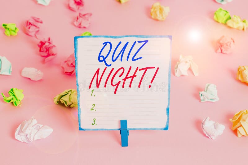 Handwriting Text Quiz Night. Concept Meaning Evening Test Knowledge ...