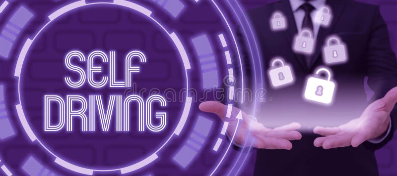 Writing Displaying Text Self Driving. Business Showcase Autonomous ...