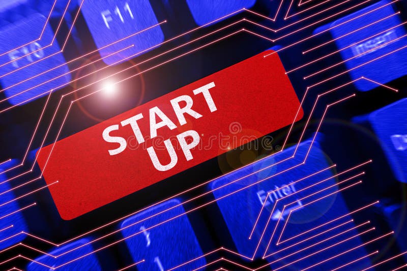 Handwriting Text Start Up. Internet Concept in the Early Process of ...