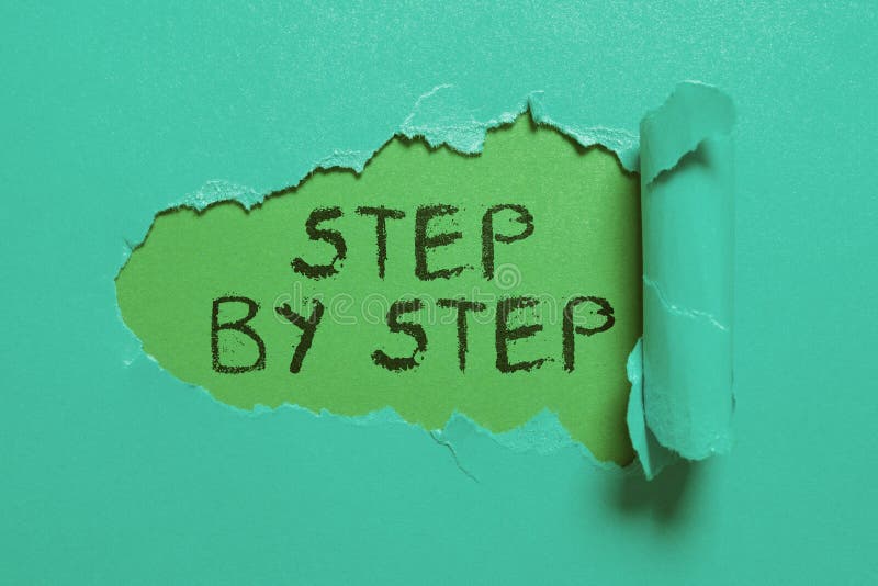 Conceptual Caption Step by Step. Business Approach Slow Progress Road ...