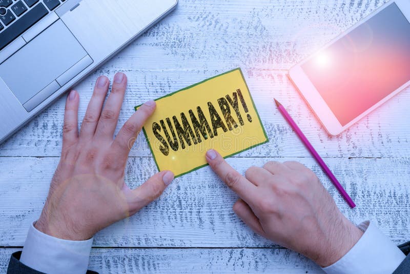 Handwriting Text Summary. Concept Meaning Brief Statement Or Account Of ...