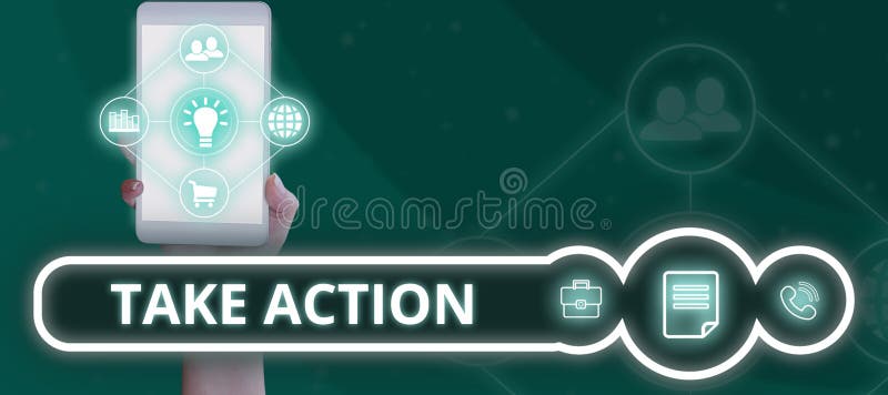 Text Showing Inspiration Take Action. Business Showcase Positive Act of ...