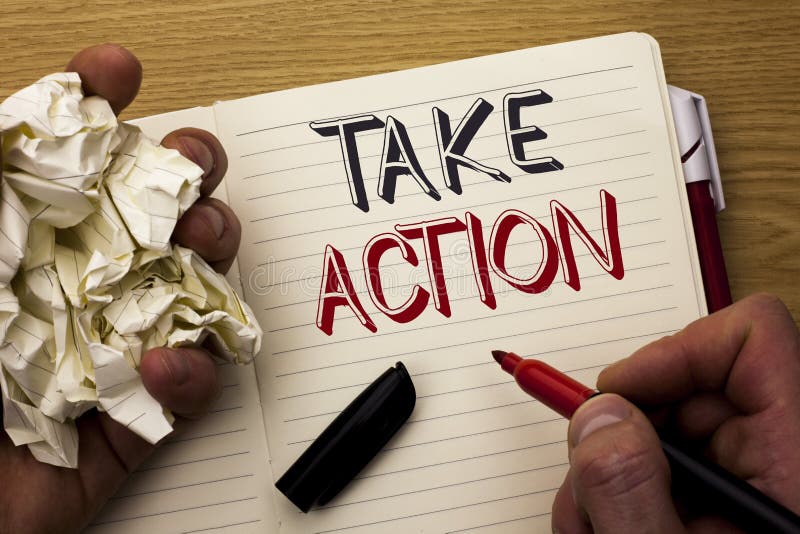 Handwriting Text Take Action. Concept Meaning Strategy Future Actions ...