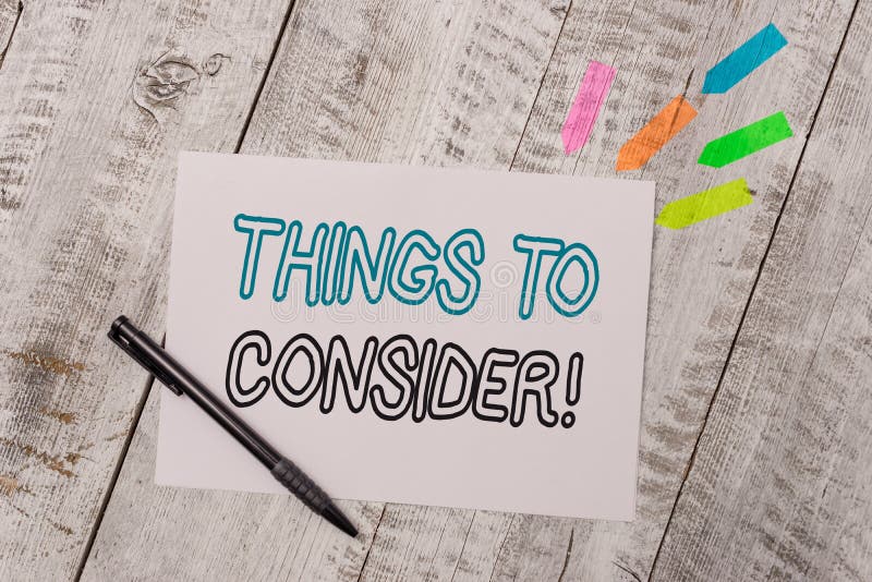 Handwriting Text Things To Consider. Concept Meaning Think about ...