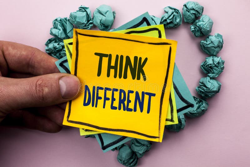Handwriting Text Think Different. Concept Meaning Rethink Change on ...