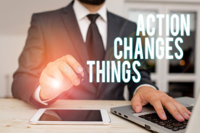 Handwriting Text Writing Action Changes Things. Concept Meaning Doing ...