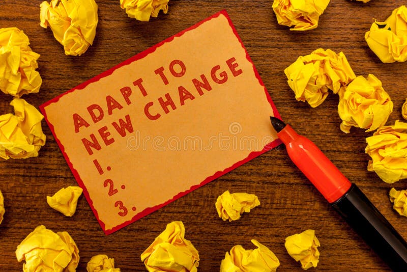 Handwriting Text Writing Adapt To New Change. Concept Meaning Get Used ...