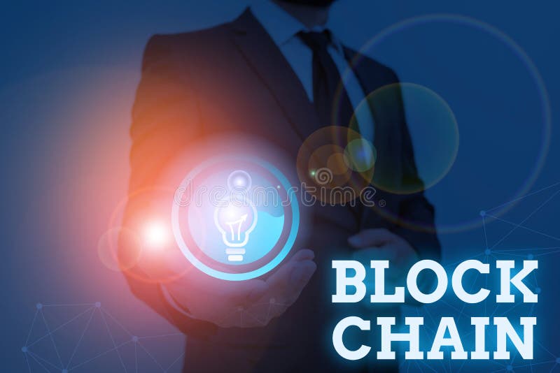 Handwriting Text Writing Block Chain. Concept Meaning System in Which a ...