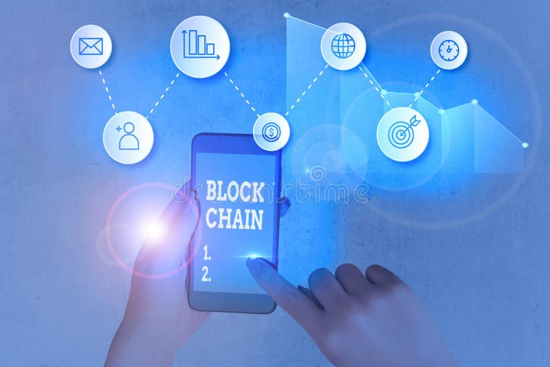 Handwriting Text Writing Block Chain. Concept Meaning System in Which a ...