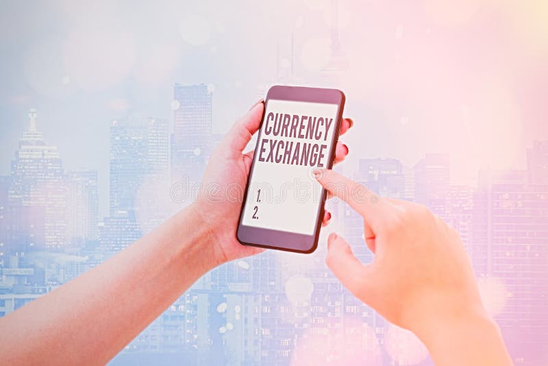 Handwriting Text Writing Currency Exchange. Concept Meaning Process of ...