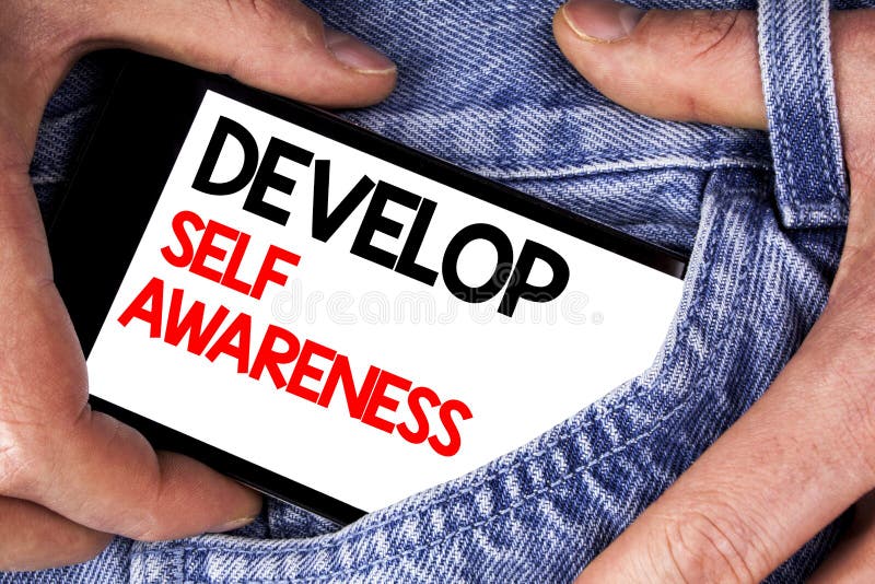 Handwriting Text Writing Develop Self Awareness. Concept Meaning ...