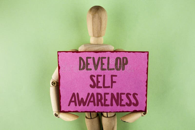 Handwriting Text Writing Develop Self Awareness. Concept Meaning ...