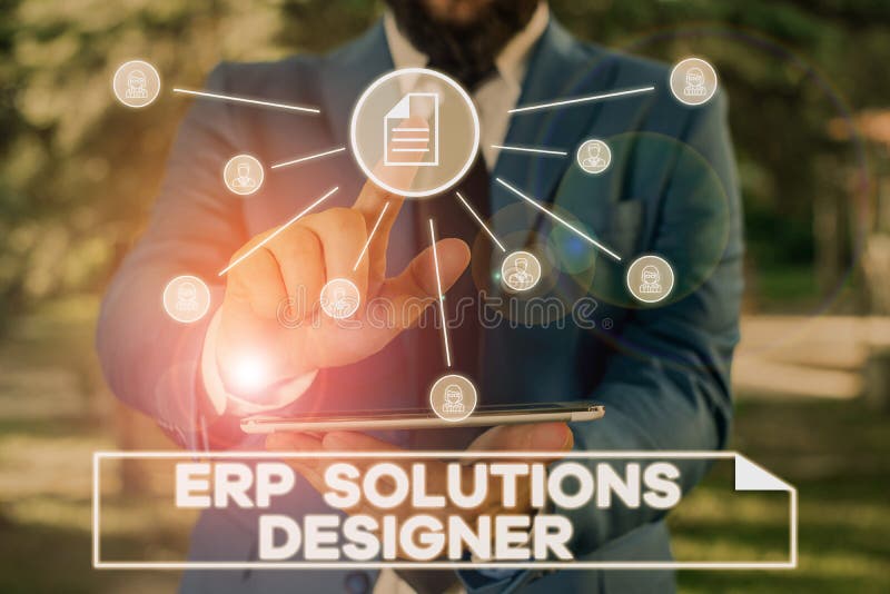 Handwriting Text Writing Erp Solutions Designer. Concept Meaning ...