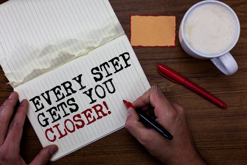 Handwriting Text Writing Every Step Gets You Closer. Concept Meaning ... Handwriting Text Writing Every Step Gets You Closer. Concept Meaning ...