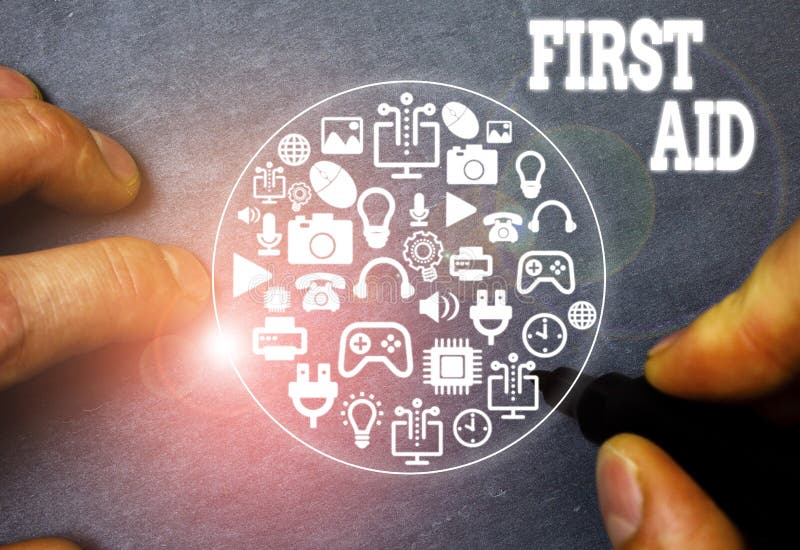 Handwriting Text Writing First Aid. Concept Meaning Practise of Healing ...