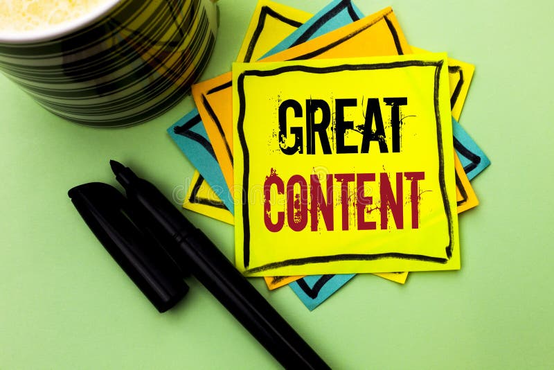 Handwriting Text Writing Great Content. Concept Meaning Excellent ...