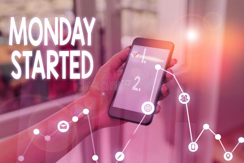 Handwriting Text Writing Monday Started. Concept Meaning Getting Ready ...