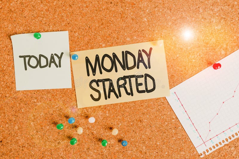 Handwriting Text Writing Monday Started. Concept Meaning Getting Ready ...