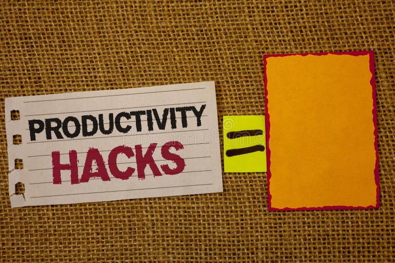 Handwriting Text Writing Productivity Hacks. Concept Meaning Hacking ...