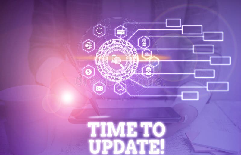 Handwriting Text Writing Time To Update. Concept Meaning Act Updating ...