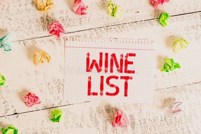 Handwriting Text Writing Wine List. Concept Meaning Menu of Wine ...
