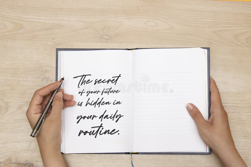 Handwriting Text Writing Your daily Routine Matters on Notebook Stock ...