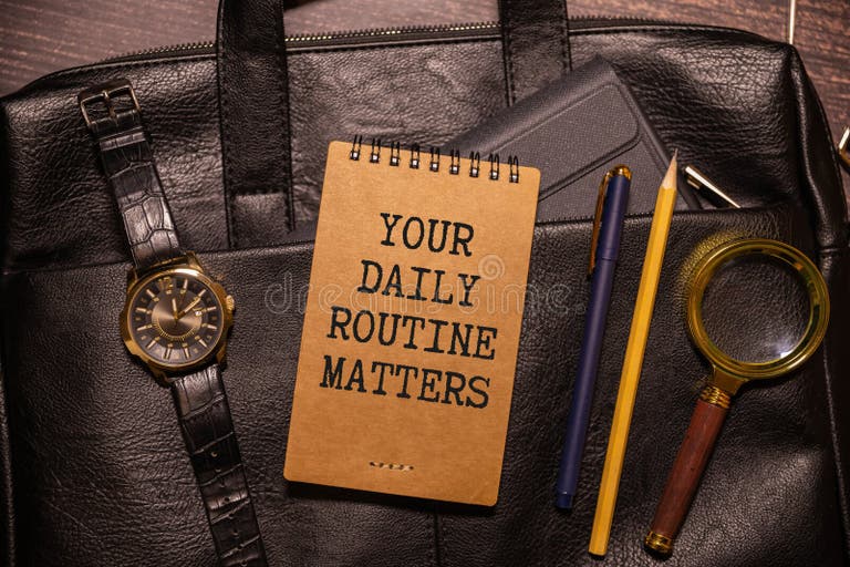 Handwriting Text Writing Your daily Routine Matters on Notebook Stock ...