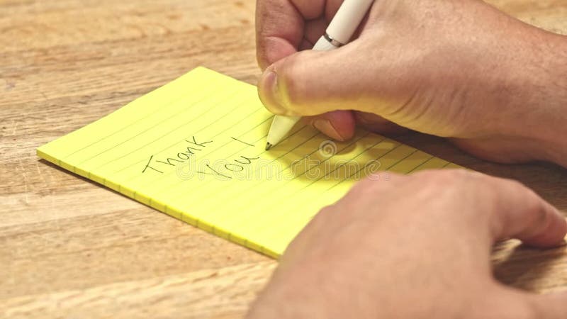 Handwriting Thank You Note on Yellow Pad 4K Stock Video - Video of ...