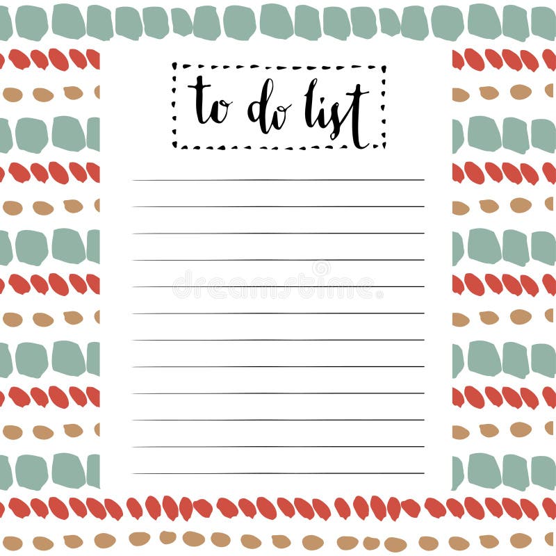 Handwriting To Do List. Vector Cute Blank with Lettering Stock Vector ...