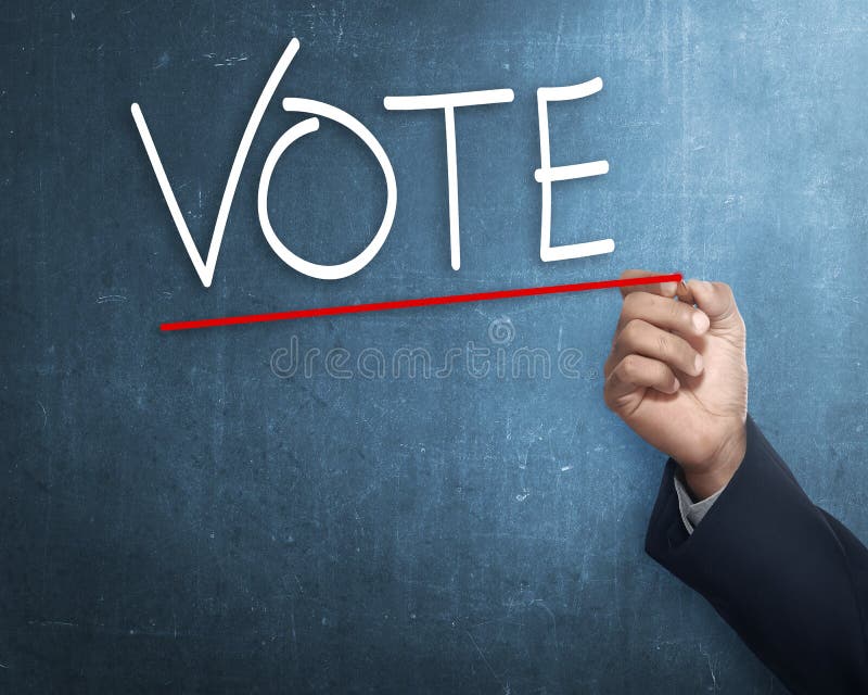 Handwriting Vote With Red Underline Stock Photo - Image of person ...
