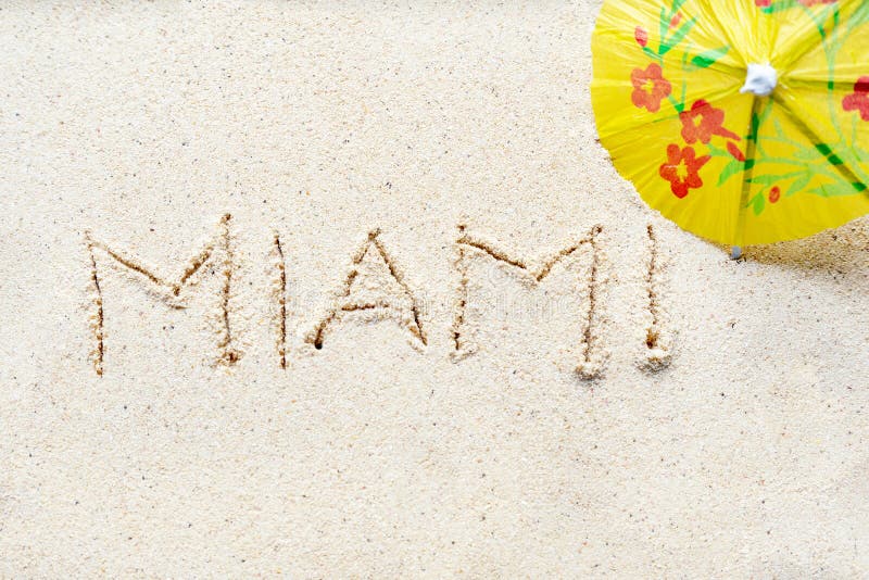 Handwriting words `miami` stock image. Image of relaxation - 172956505
