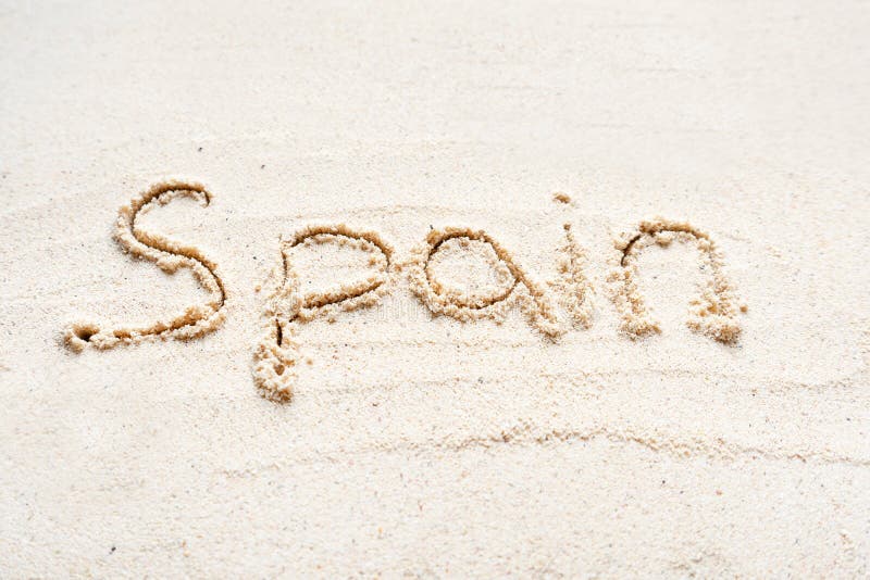 Handwriting words `Spain` stock photo. Image of beach - 173747486