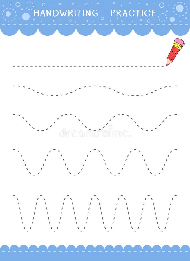Handwriting practice sheet stock vector. Illustration of collection ...