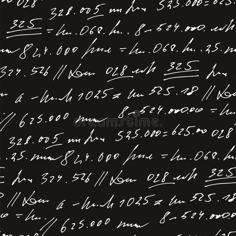 Handwritten Abstract Text and Digits Vector Seamless Pattern Stock ...