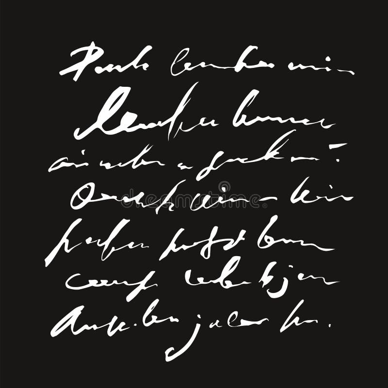 Handwritten Abstract Text Illustration, Vector Monochrome Script ...