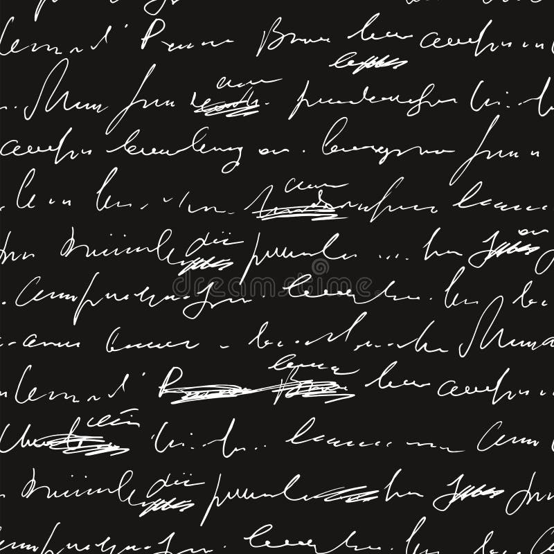 Handwritten Abstract Text Seamless Pattern Vector Monochrome Script