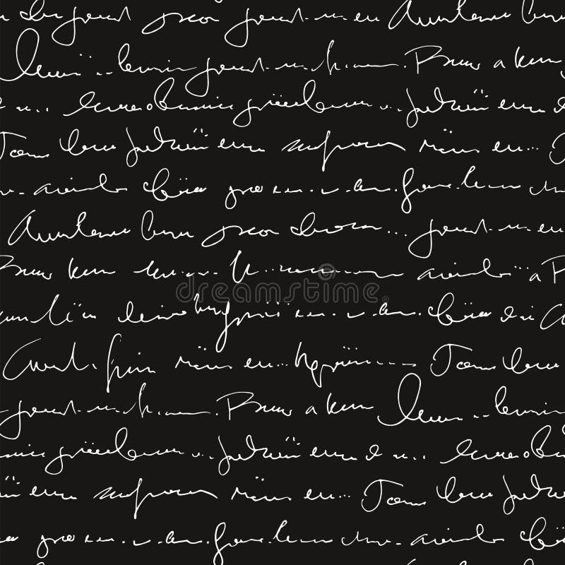 Handwritten Abstract Text Seamless Pattern Vector Monochrome Script ...