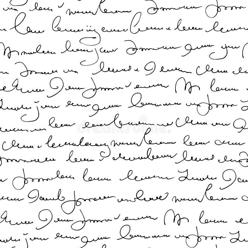 Handwritten Abstract Text Seamless Pattern Stock Vector - Illustration ...
