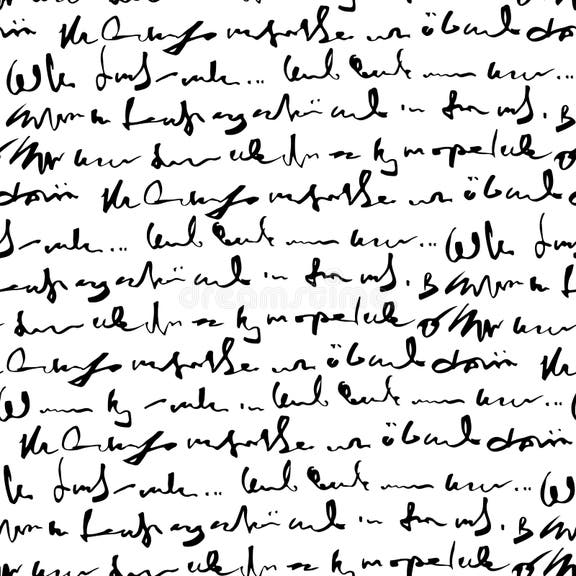 Handwritten Abstract Text Seamless Pattern, Vector Monochrome Script ...