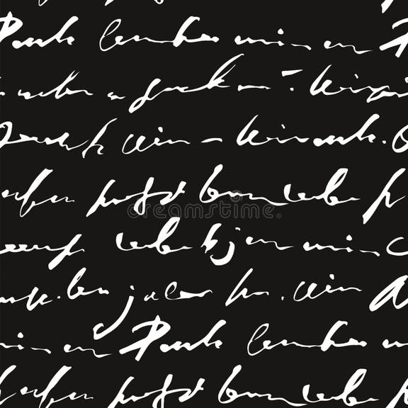 Handwritten Abstract Text Seamless Pattern, Vector Monochrome Script ...