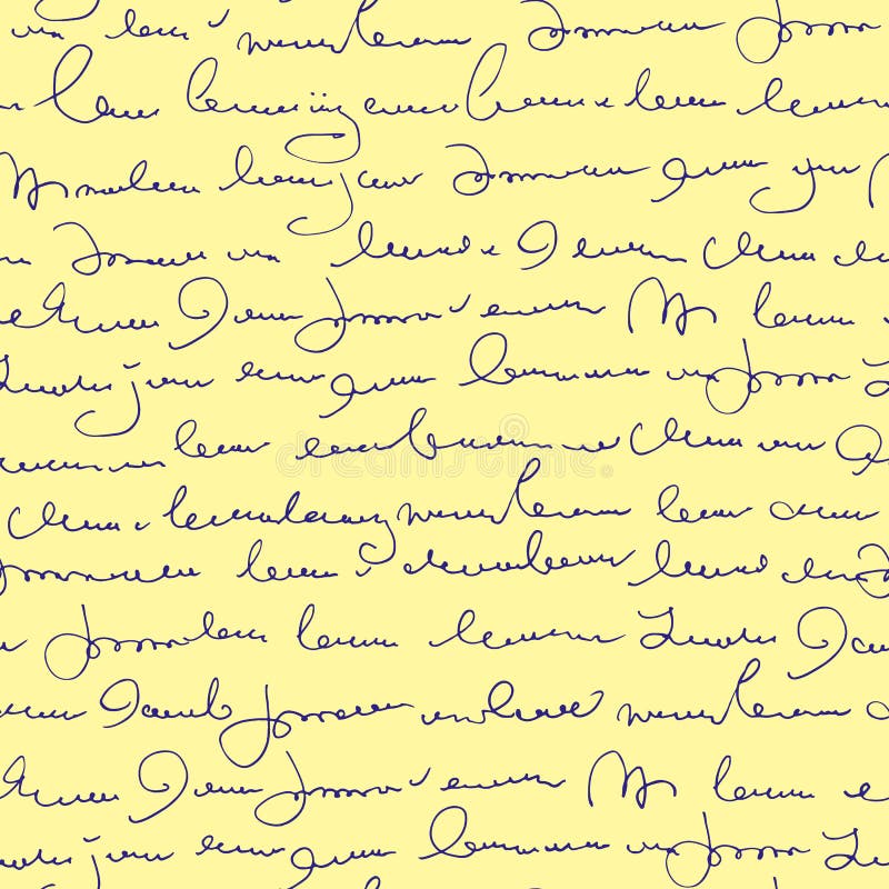 Handwritten Abstract Text Seamless Pattern Vector Monochrome Script