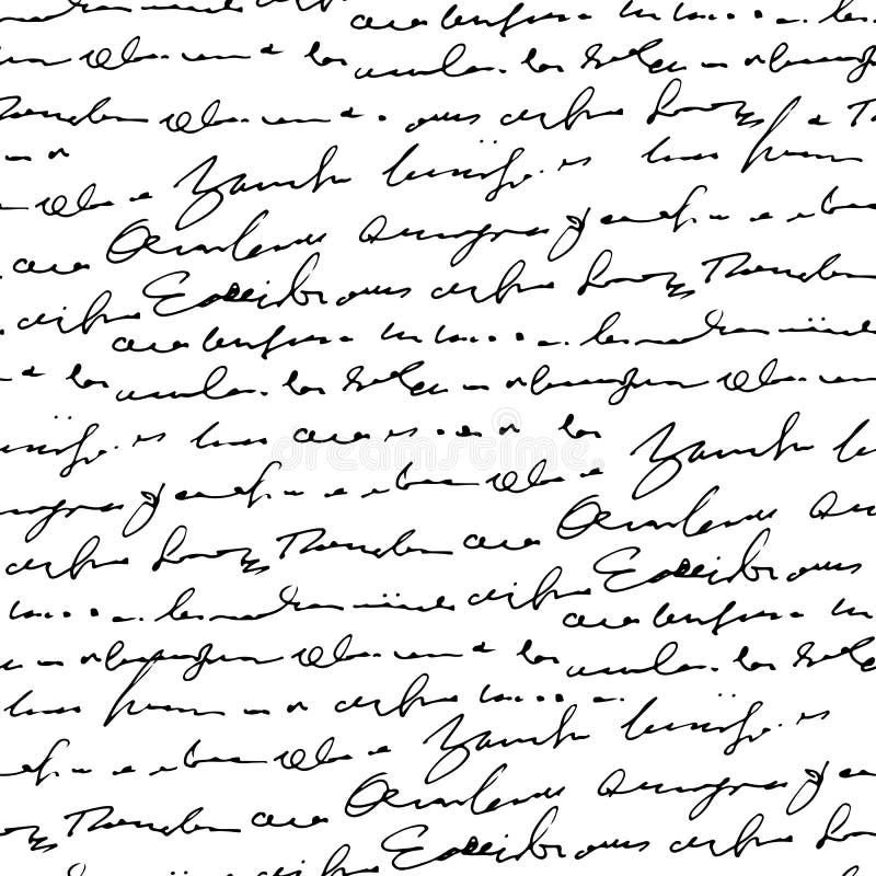 Handwritten Abstract Text Seamless Pattern, Vector Monochrome Script ... Handwritten Abstract Text Seamless Pattern, Vector Monochrome Script ...