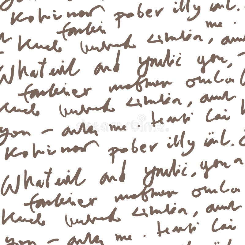 Handwritten Abstract Text Seamless Pattern, Vector Script Background ...