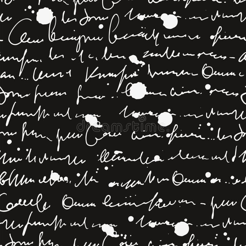 Handwritten Abstract Text Seamless Pattern, Vector Script Background ... Handwritten Abstract Text Seamless Pattern, Vector Script Background ...