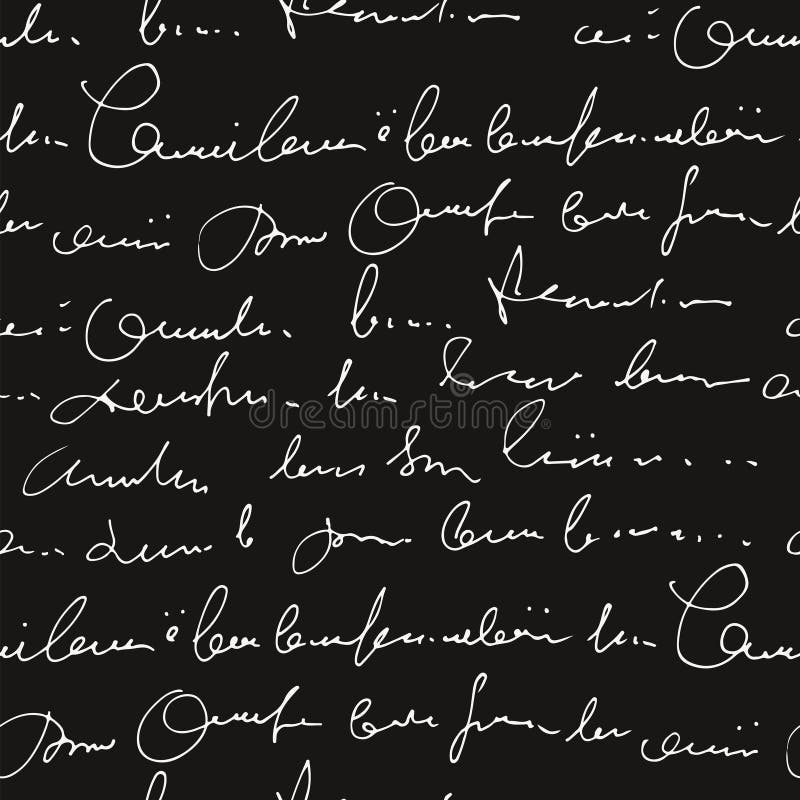 Handwritten Abstract Text Seamless Pattern, Vector Script Background ...
