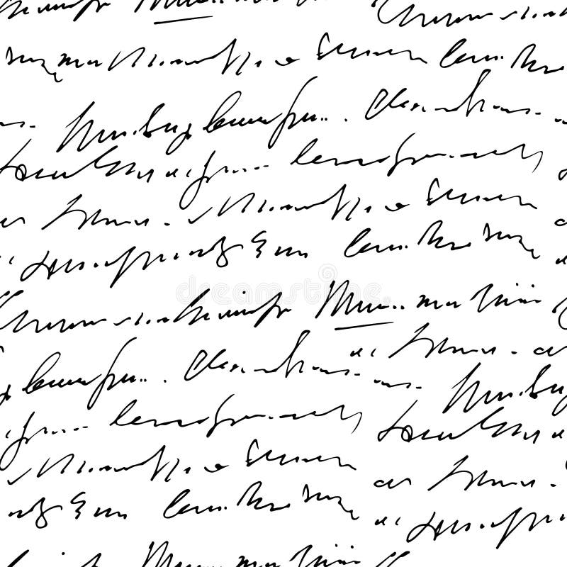 Handwritten Abstract Text Vector Seamless Pattern, Vector Monochrome ... Handwritten Abstract Text Vector Seamless Pattern, Vector Monochrome ...